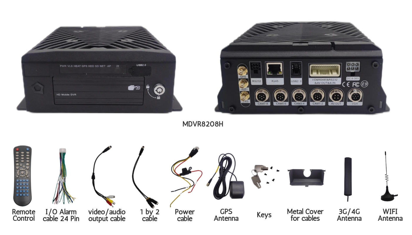AI Mobile DVR 8 Channels 1080P GPS 4G WIFI Mobile DVR